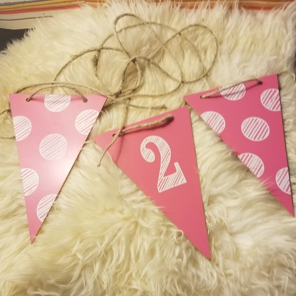 Party Supplies | Pink Hanging Pennant Flag Birthday Banner 2 | Poshmark